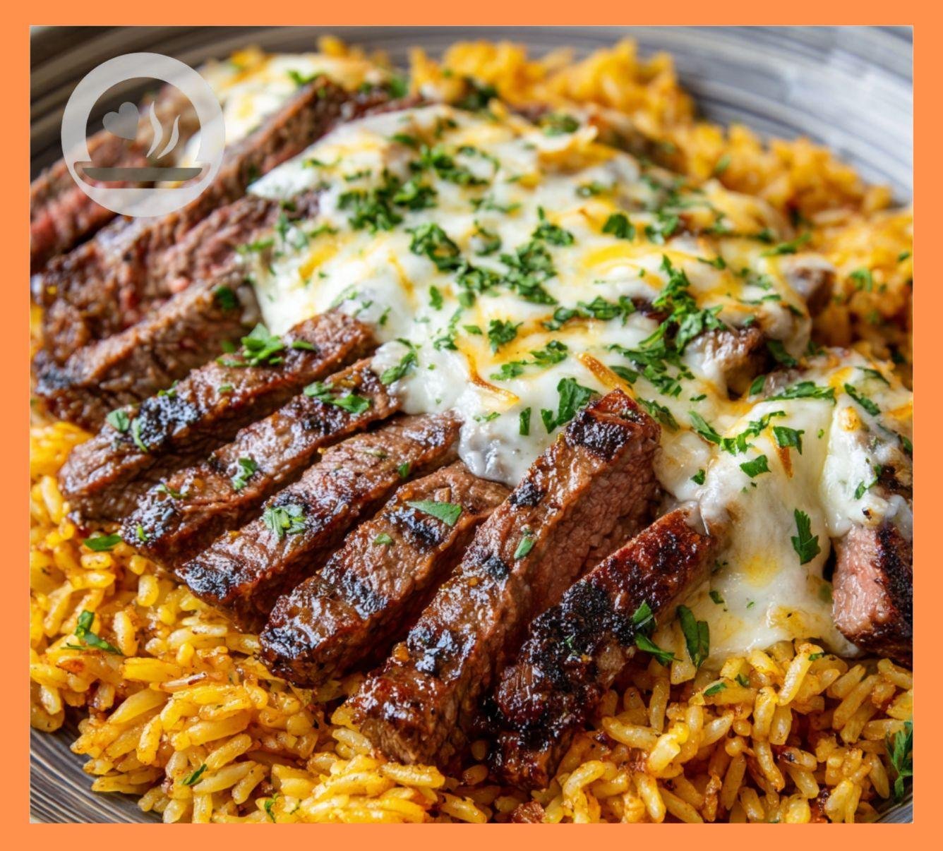 Creamy Queso Rice with Juicy Steak Strips – Irresistible! - Yum Dinner